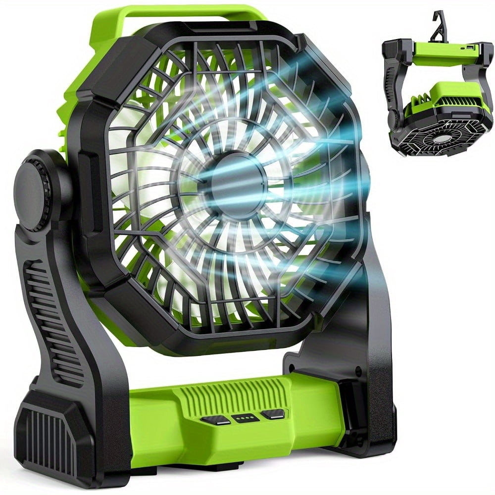 Portable Rechargeable 10000mAh Battery-Powered Fan with LED Light ...