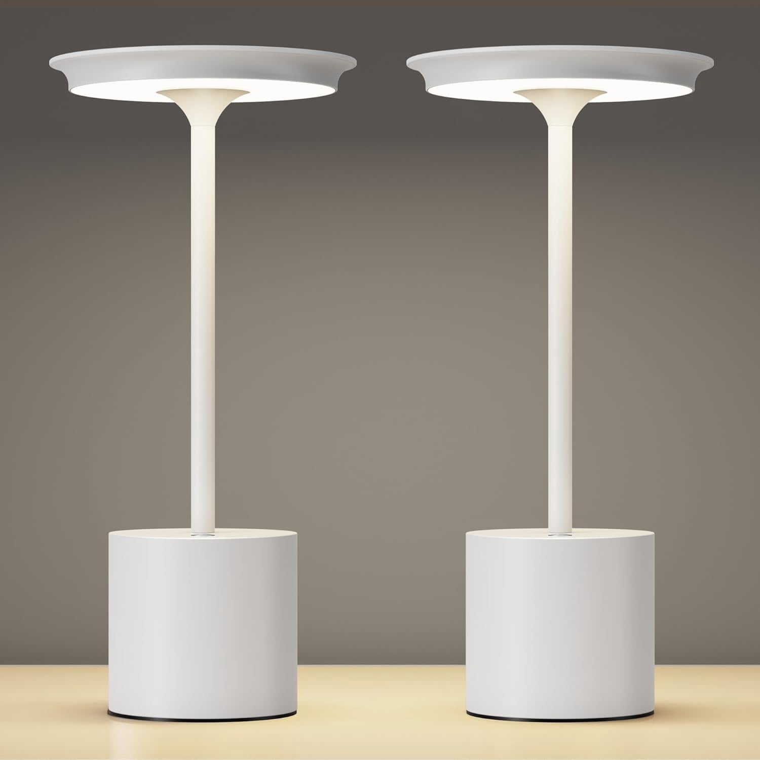 Portable Rechargeable 6000mAh Cordless Table Lamp, 3 Color Stepless ...