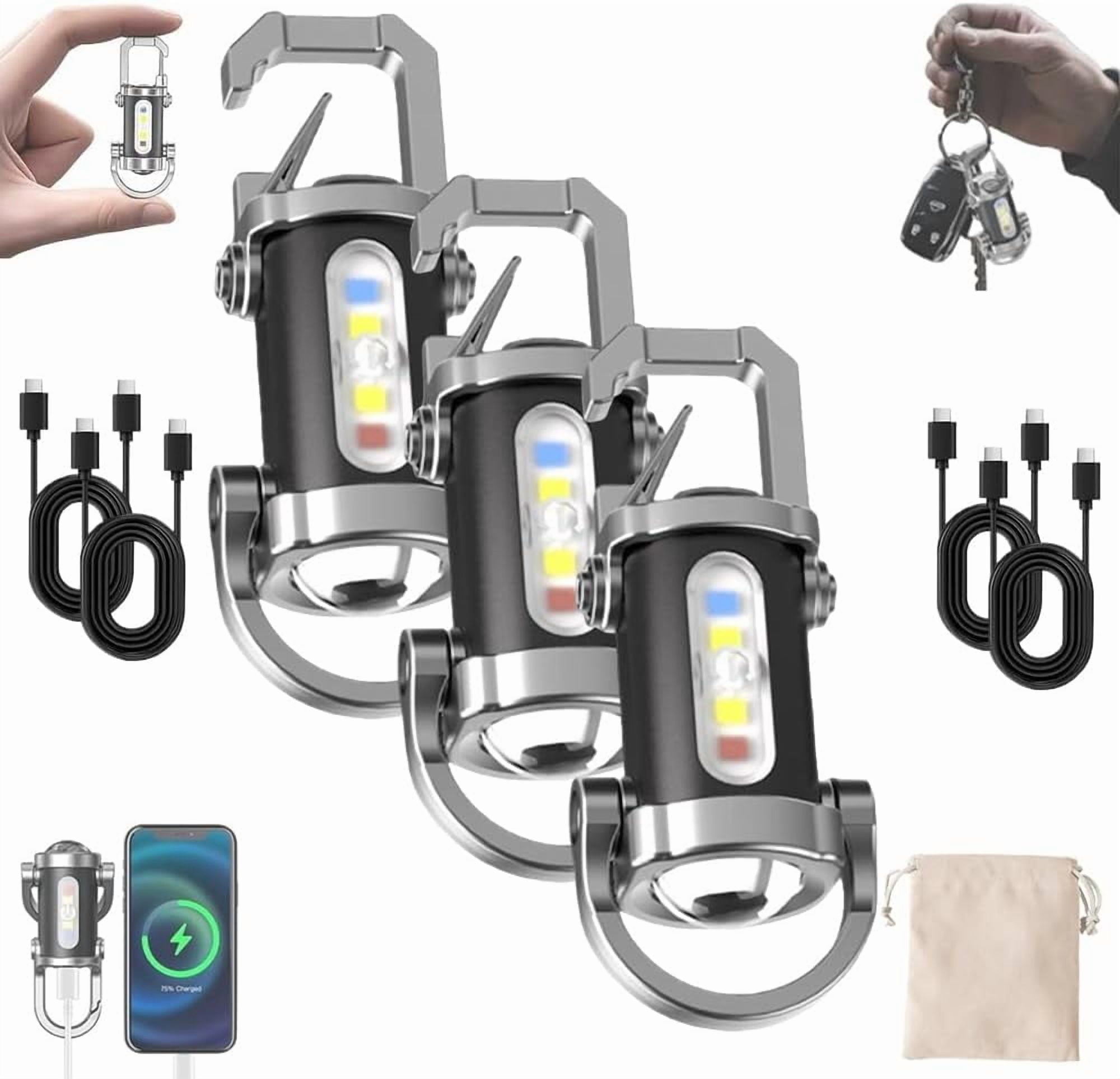 Portable Rechargeable Bright Keychain Flashlight Phone Charger, 1200 ...