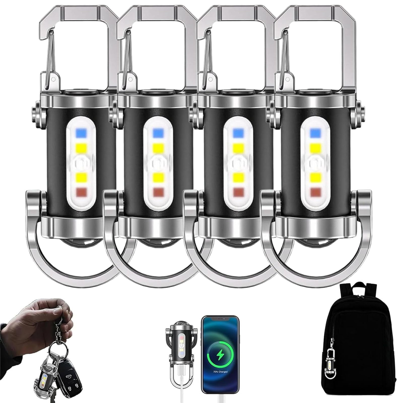 Portable Rechargeable Bright Keychain Flashlight Phone Charger, 1200lm ...