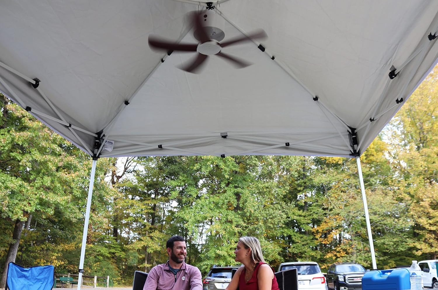 Portable Rechargeable Ceiling Fan with Royal Blue Blades for Outdoor ...