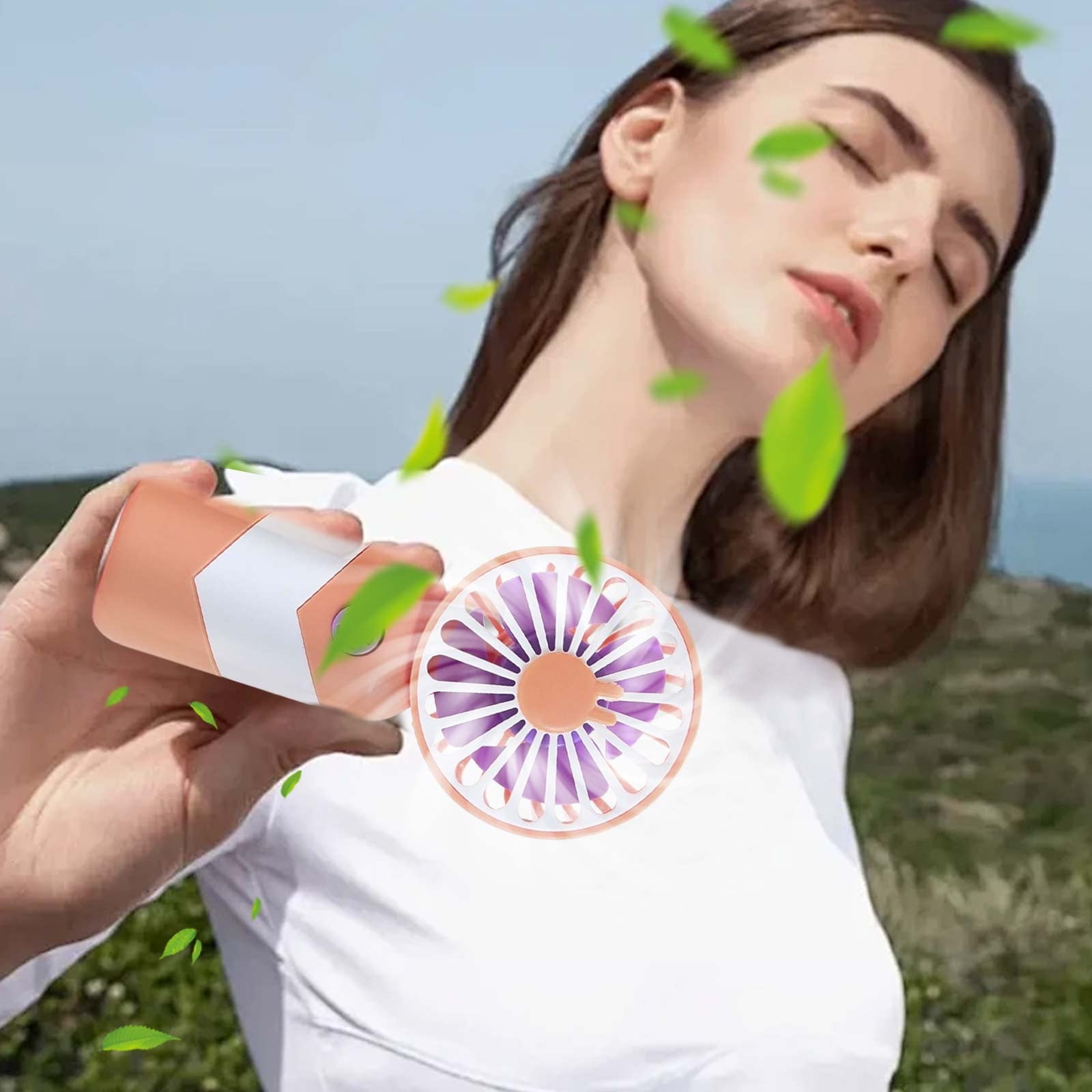 Portable Rechargeable Fan, 4-LED Light, Quiet Operation, Small Size ...