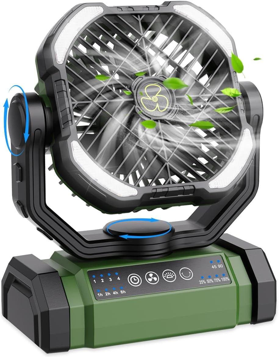 Portable Rechargeable Fans for Camping, 4Speed 10000mAh Fans with LED ...