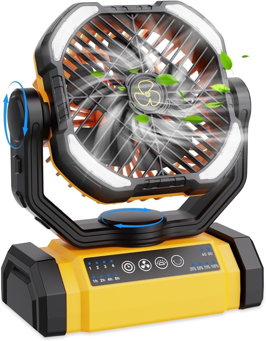Portable Rechargeable Fans for Camping, 4Speed Cordless Fans with LED ...