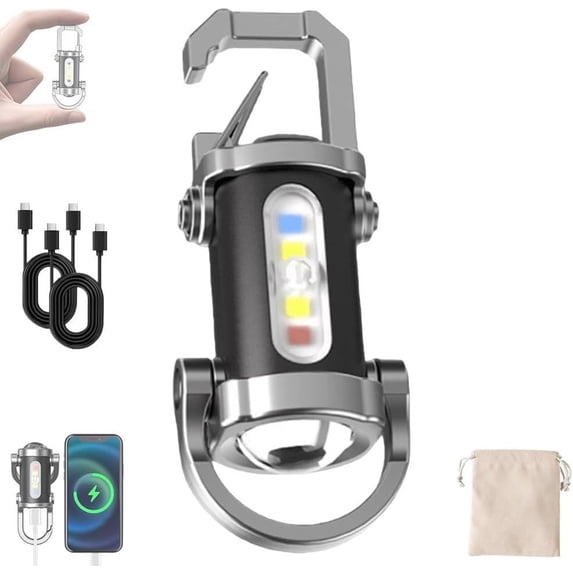 Portable Rechargeable Keychain Flashlight with Phone Charger, 1200 ...