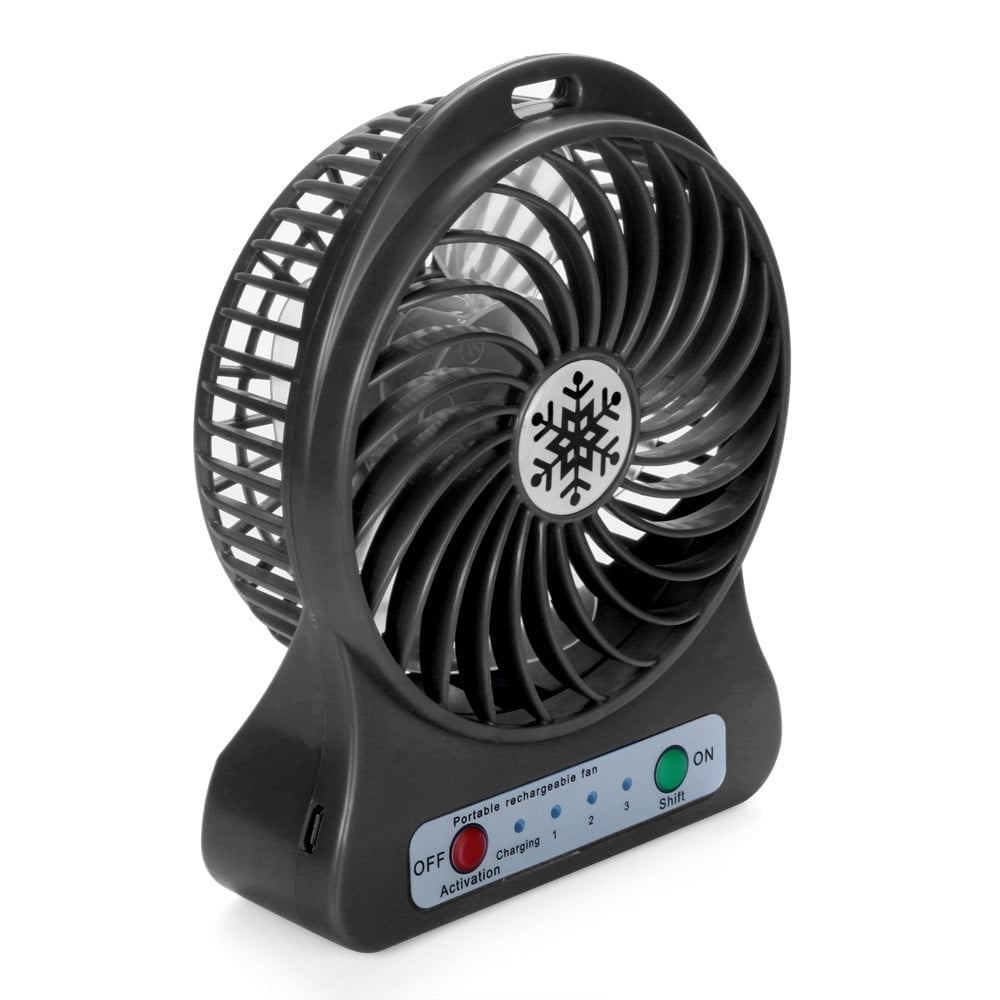 Portable Rechargeable LED Light Fan Cooler Desk USB 18650 Battery Fan ...
