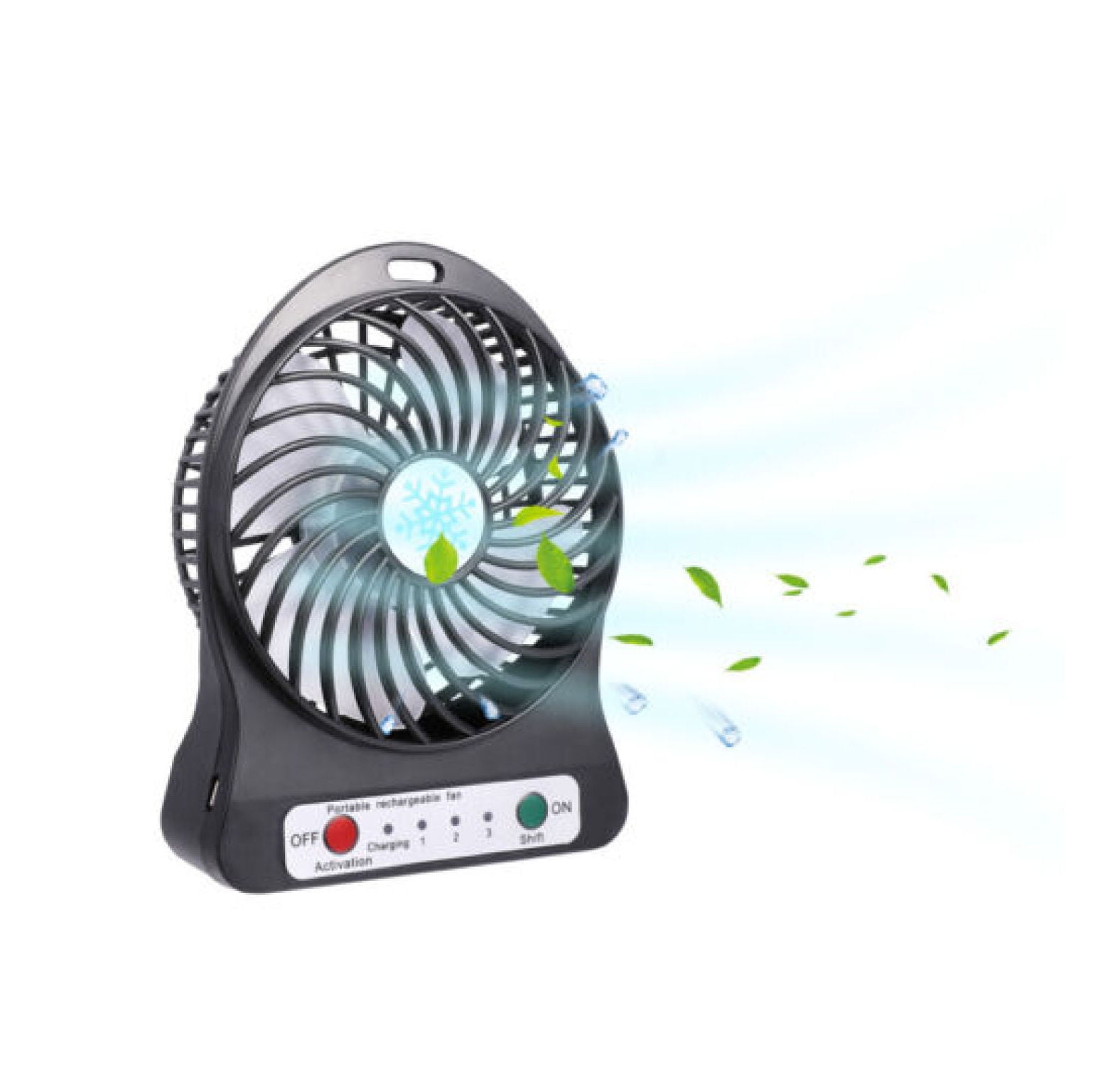 Portable Rechargeable LED Light USB Mini Desk Fan Air Cooler 3 Speeds ...