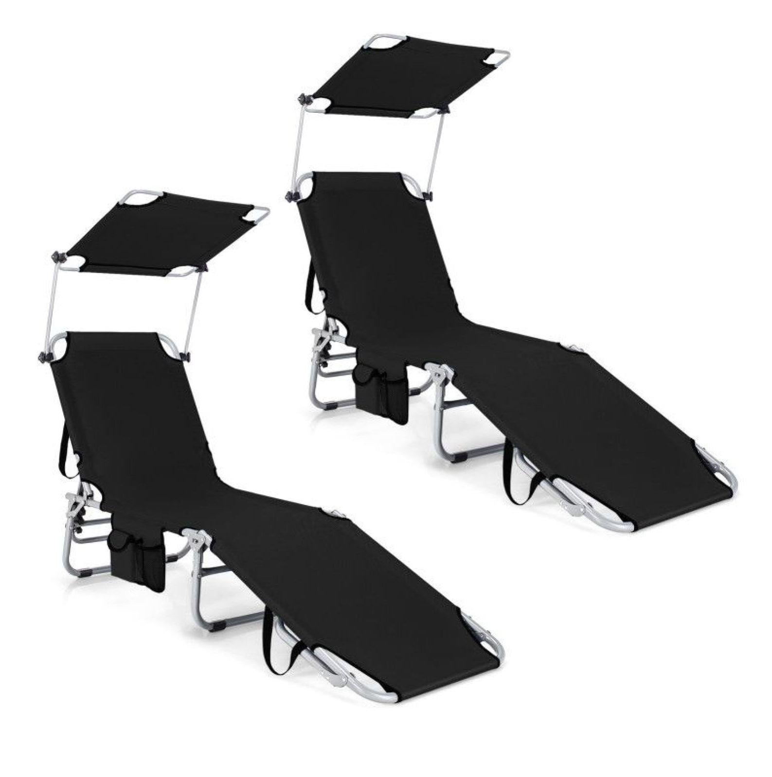 Portable Reclining Chairs Set of 2, 5 Adjustable Positions - Outdoor ...