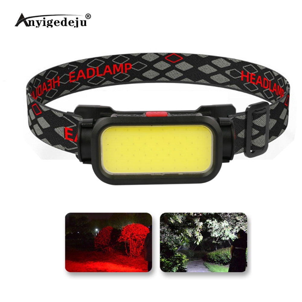 Portable Red Cob Led Headlamp Powerful Usb Rechargeable Built-In ...