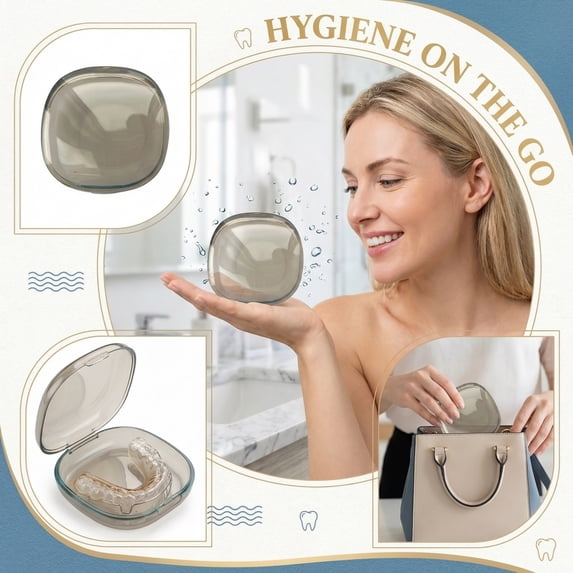 Portable Retainer Case and Denture Bath Cup Soaking Cleaner Container ...