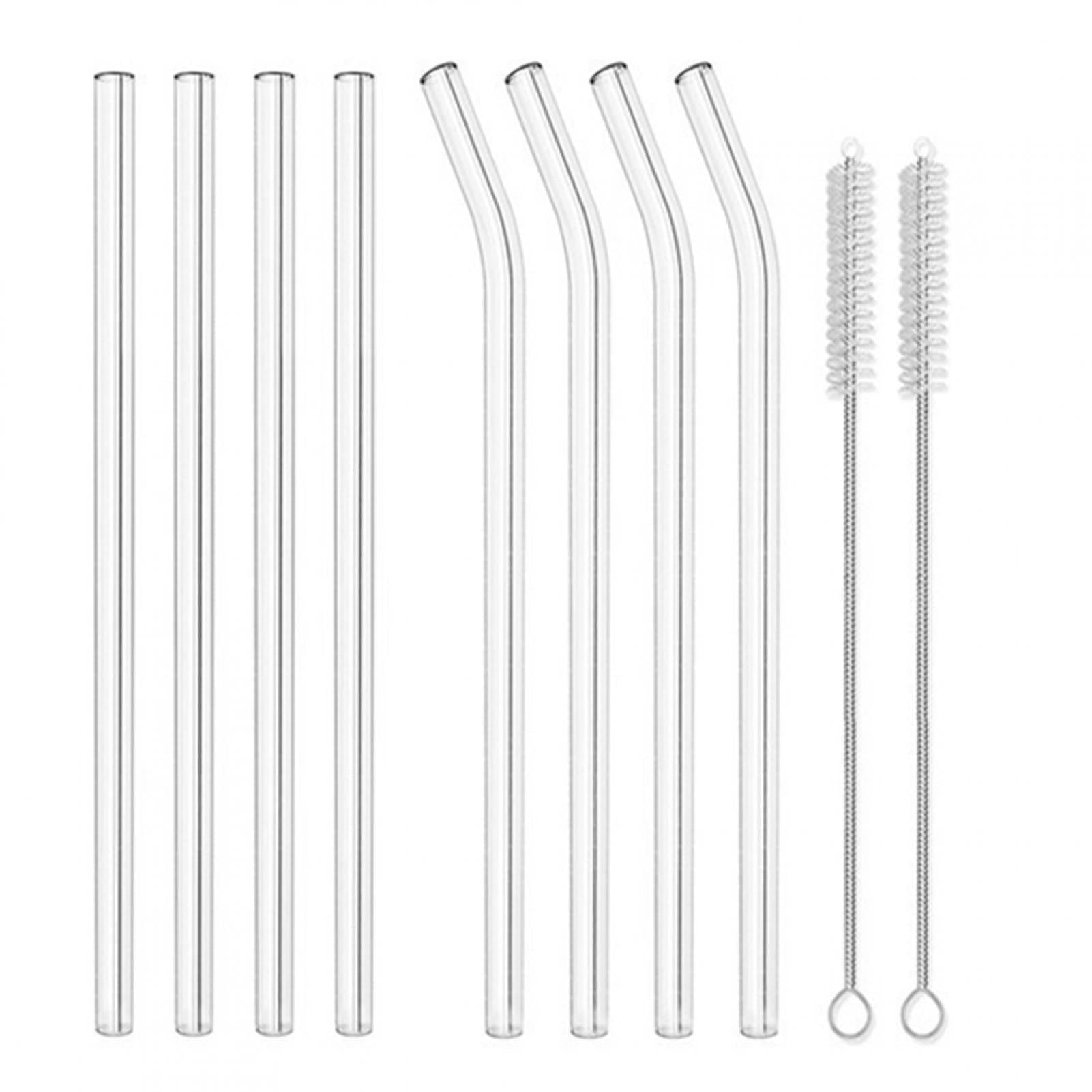 Portable Reusable Clear Pyrex Straws With Cleaning Brush Set, Clear ...