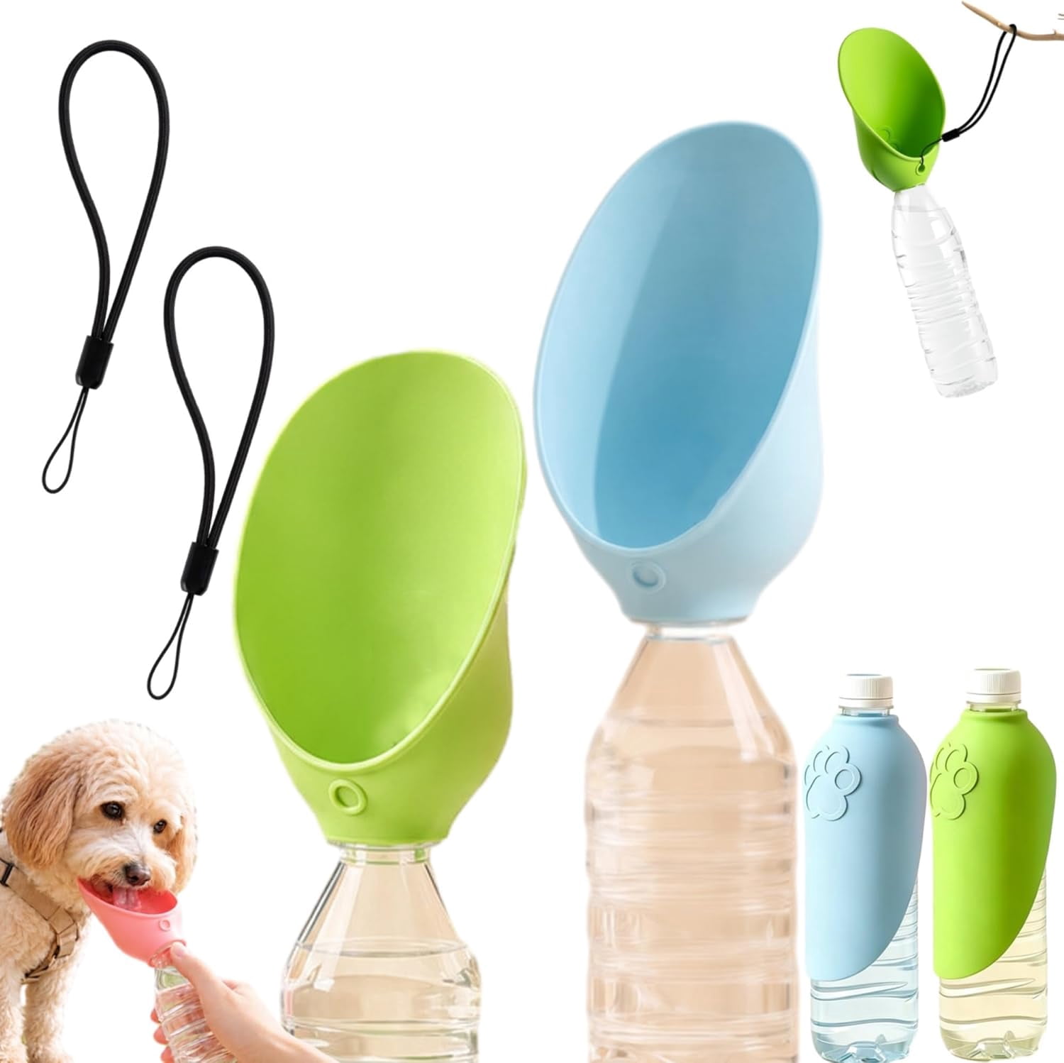 Portable Reversible Silicone Dog Water Bottle Adapter, Universal Travel ...