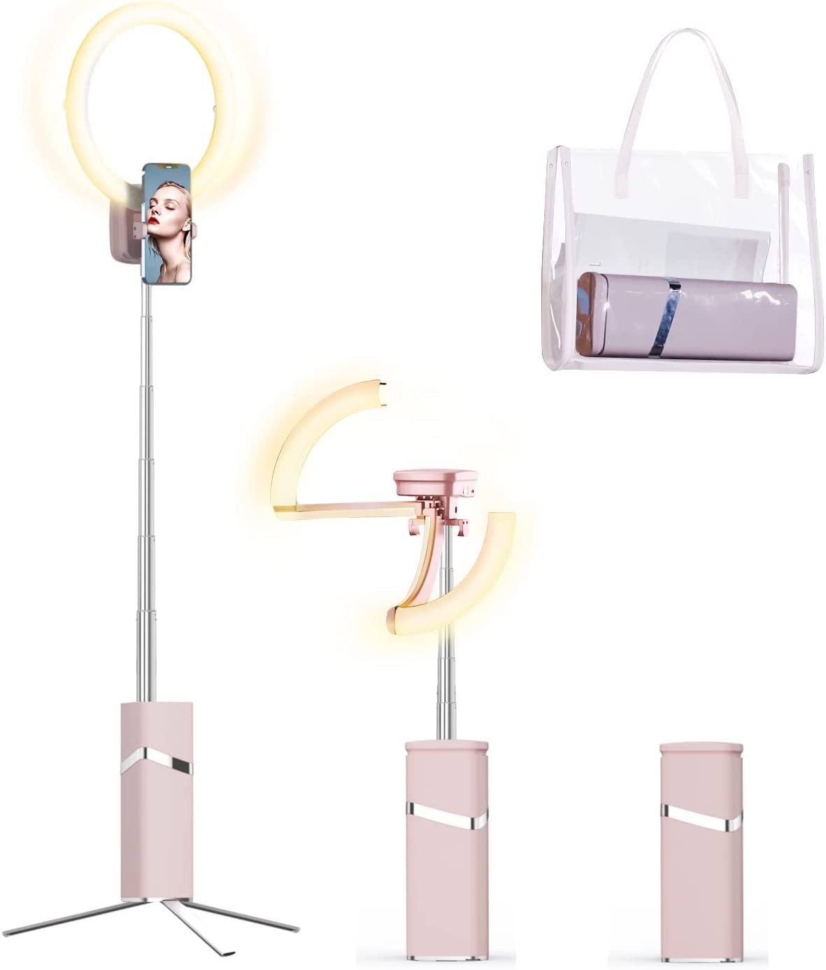 Portable Ring Light with Stand, 4000mAh Battery Operated Cordless 10 ...