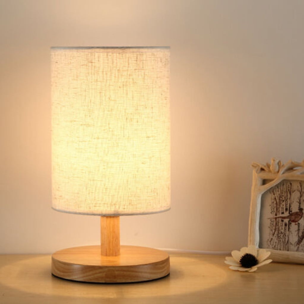 Desk Lamp,Warm White Bedside Table Lamp,Wooden Night Light with Soft ...