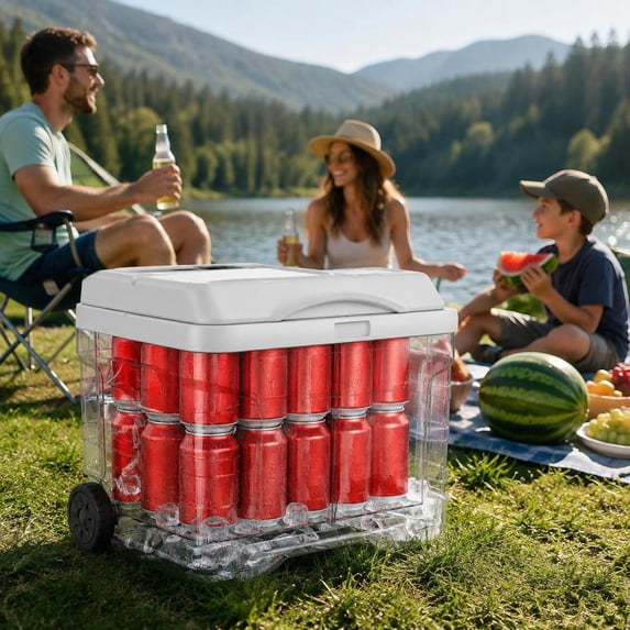 Portable Rolling Cooler, 21 Qt, 48-Hour Ice Retention, Insulated Hard ...
