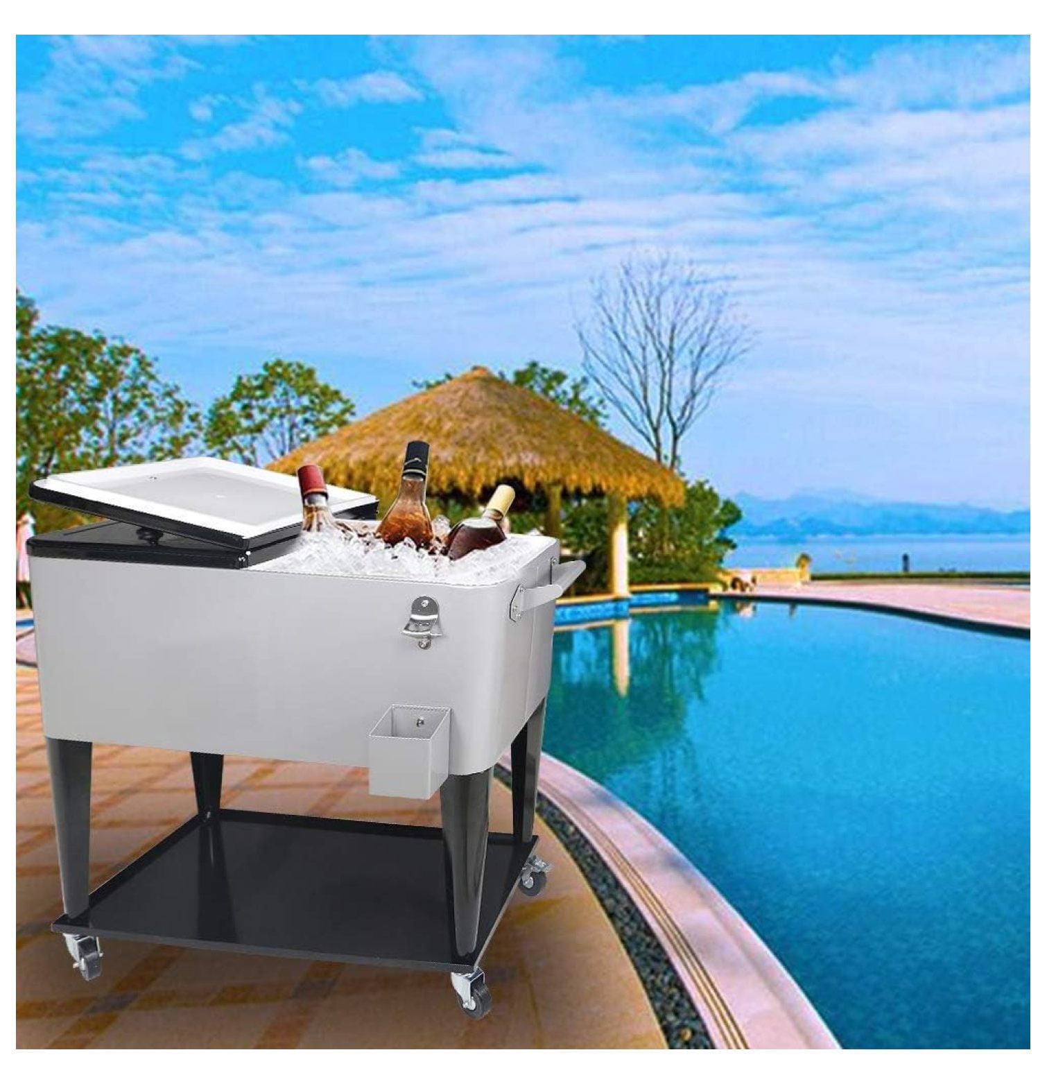 Portable Rolling Cooler Cart 80 Quart cooler cart, Ice Chest Cart ...