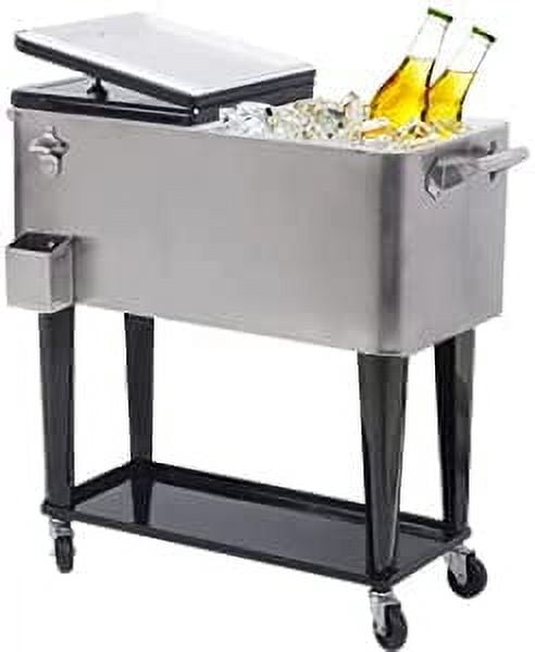 Portable Rolling Cooler Cart 80 Quart cooler cart, Ice Chest Cart ...