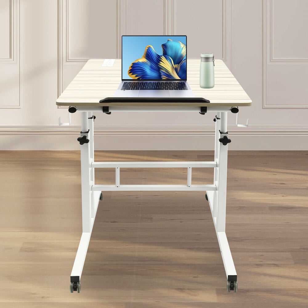 Portable Rolling Desk Computer Cart Workstation Work Bedside Table For ...