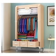 Portable Rolling Door Wardrobe with Hanging Rack & 3 Drawers, No-Tool ...