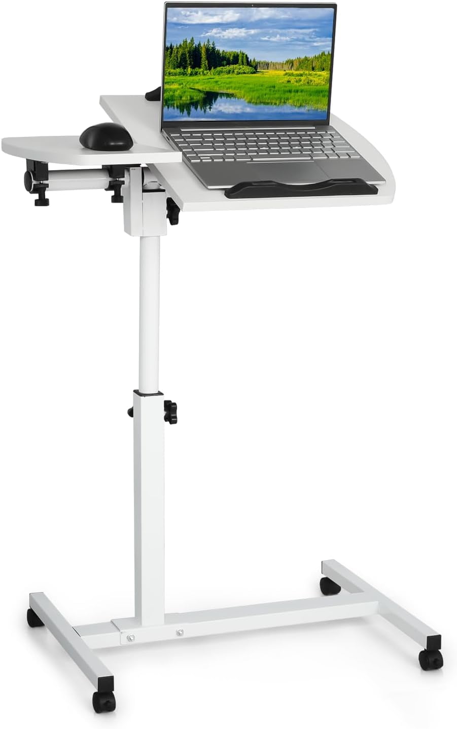 Portable Rolling Laptop Desk, Mobile Small Standing Desk, Tilting ...