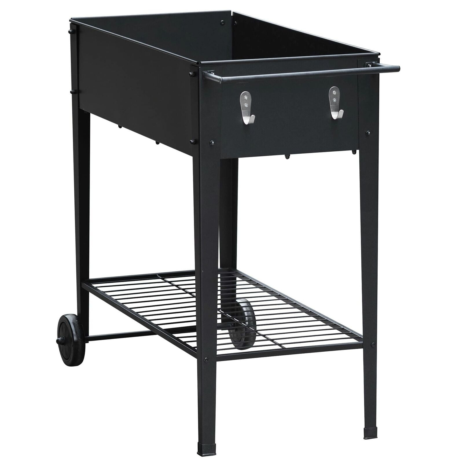 Portable Rolling Planter Cart Storage Box w/ Wheels Plant Trolley Metal ...