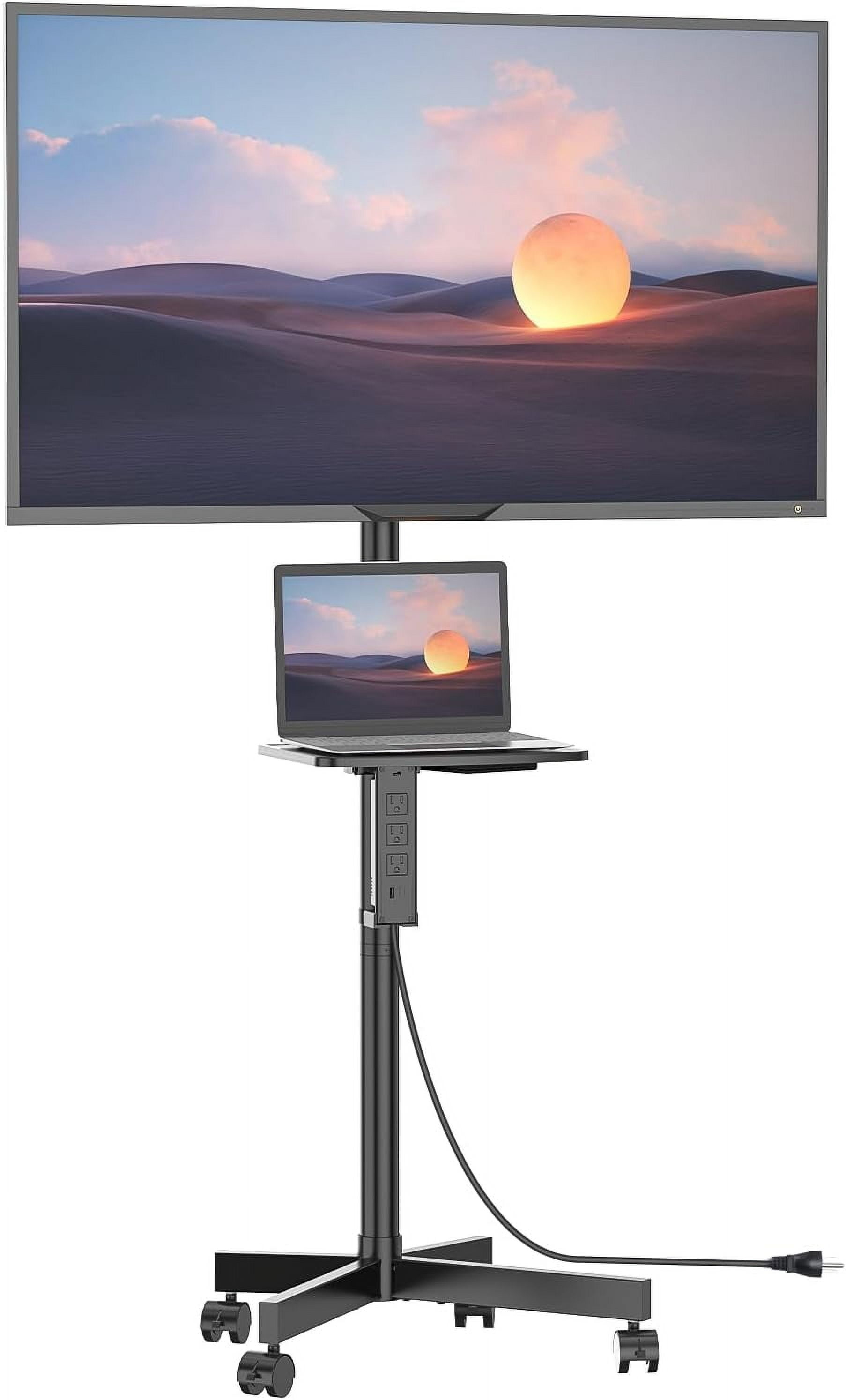 Portable Rolling TV Stand on Wheels with Height Adjustable and Tilt 20 ...