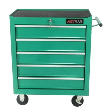 Seizeen 5-Drawer Roller Tool Box, Lockable Metal Storage on Wheels ...
