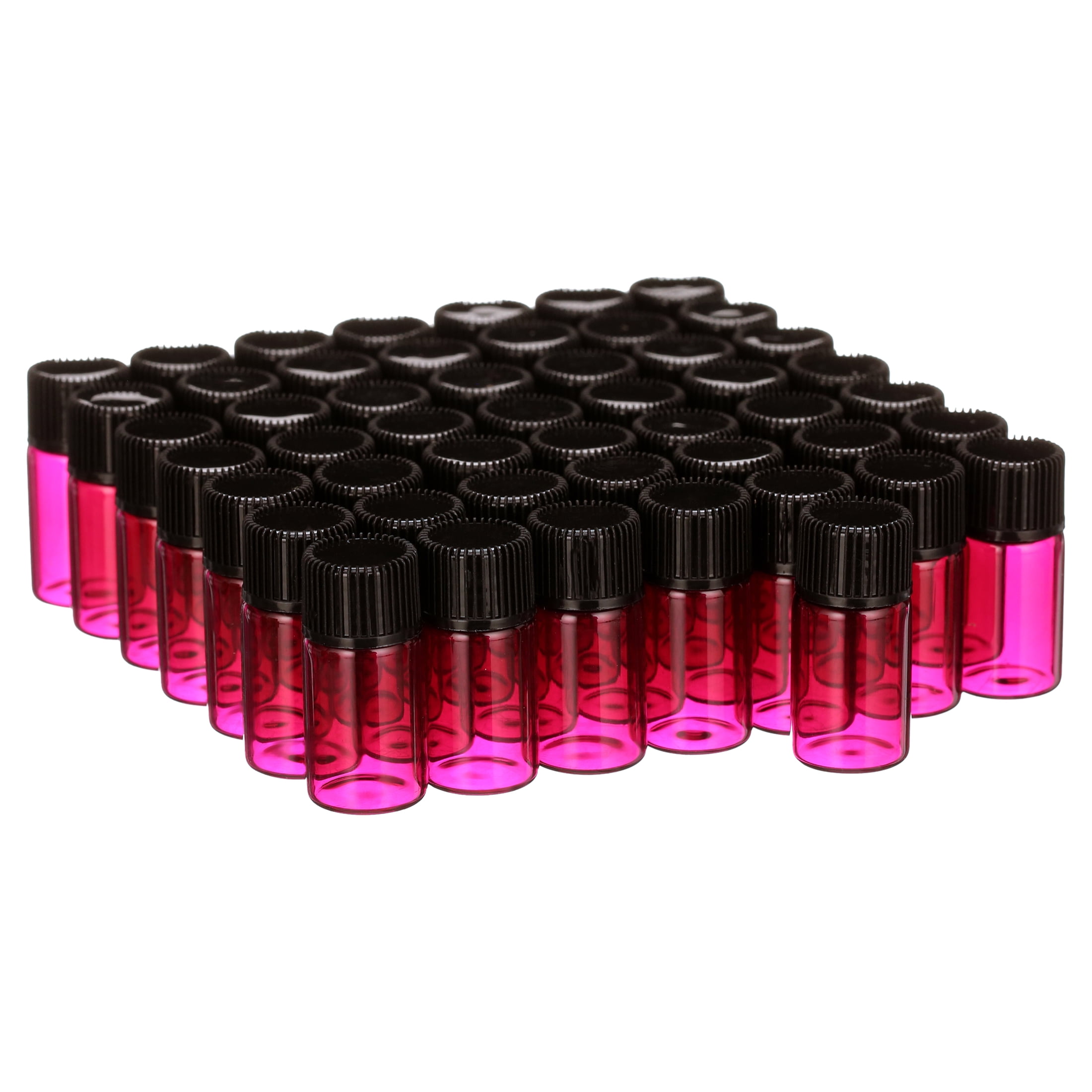 Portable Rose Red Mini Glass Bottles 50 Pack 3ml Sample Bottles with ...