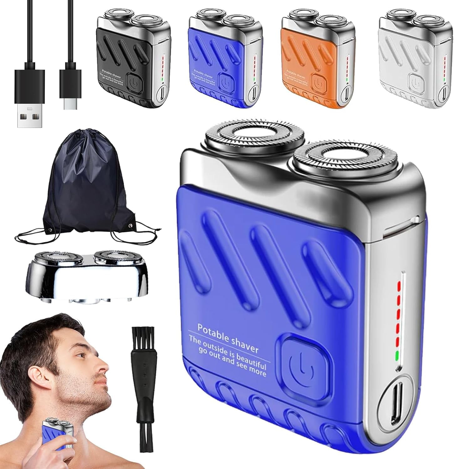 Portable Rotary Dual Ring Electric Shaver, 2025 New Mini Dual-Head ...