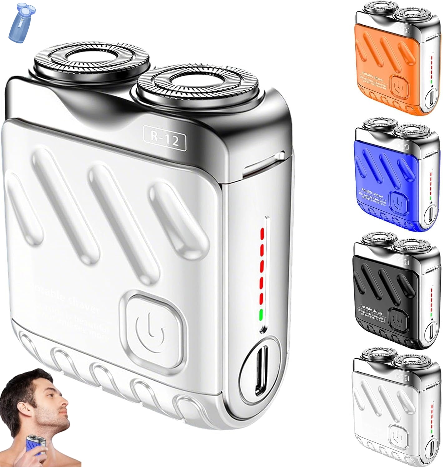 Portable Rotary Dual Ring Electric Shaver, 2025 Waterproof Beard Shaver ...