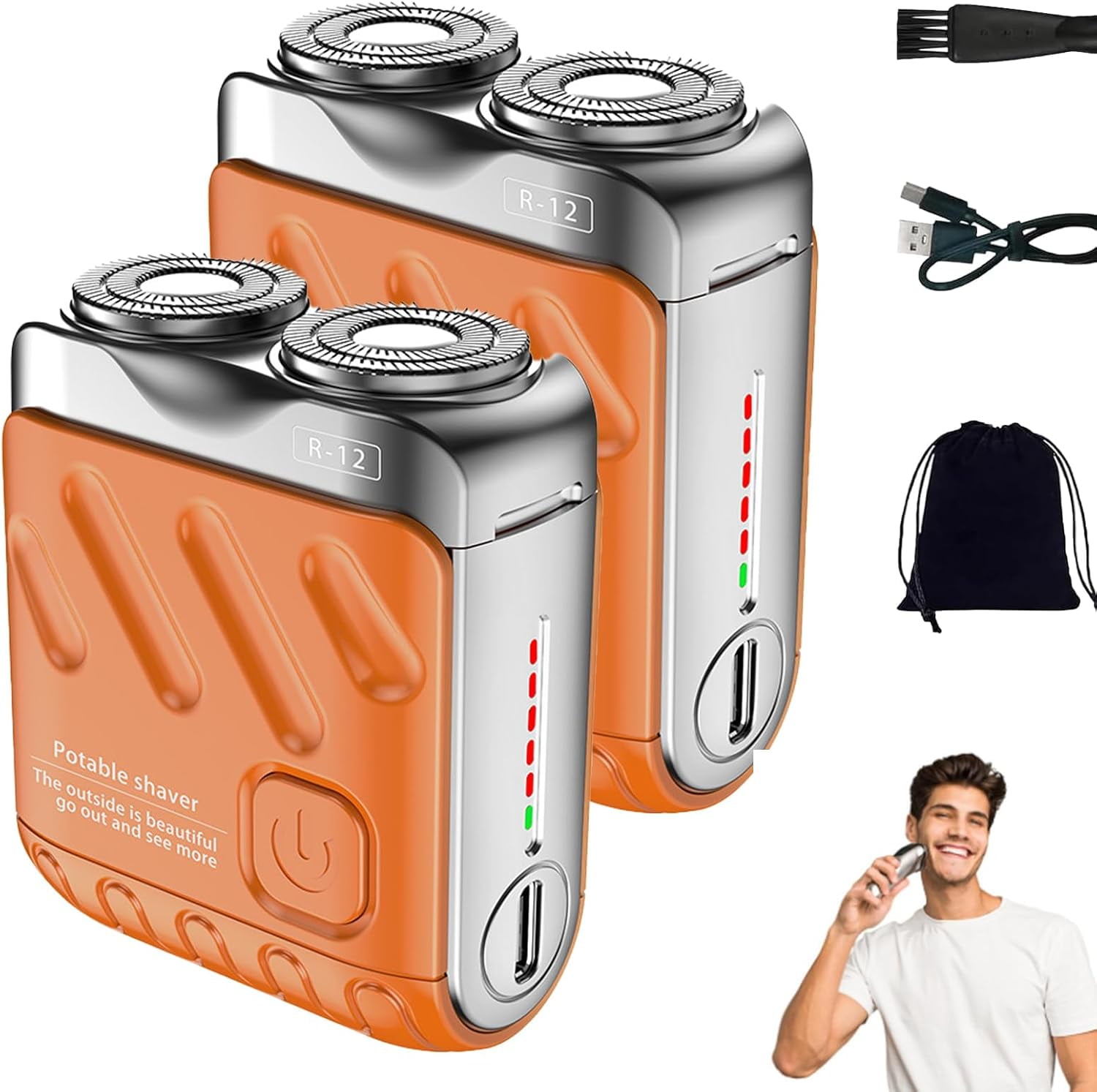 Portable Rotary Dual Ring Electric Shaver, Mini Portable Electric ...