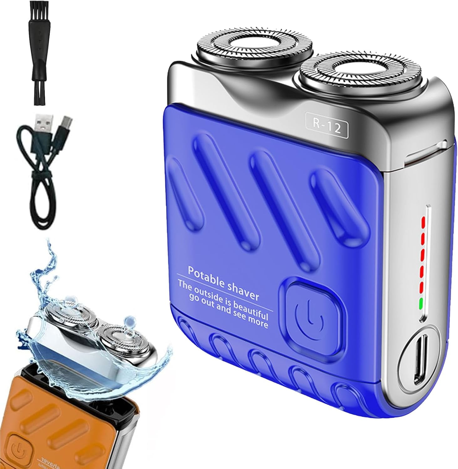 Portable Rotary Dual Ring Electric Shaver, Portable Mini Small Steel ...