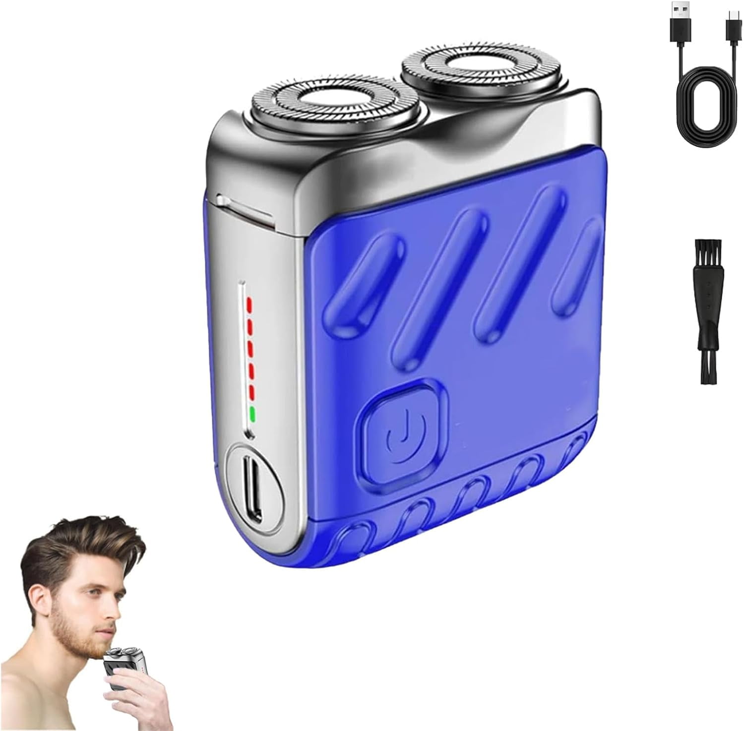 Portable Rotary Dual Ring Electric Shaver, USB Rechargeable ...