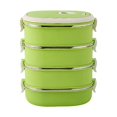Portable Round 4-Tier Insulated Bento Box, Plastic Shell & Stainless ...