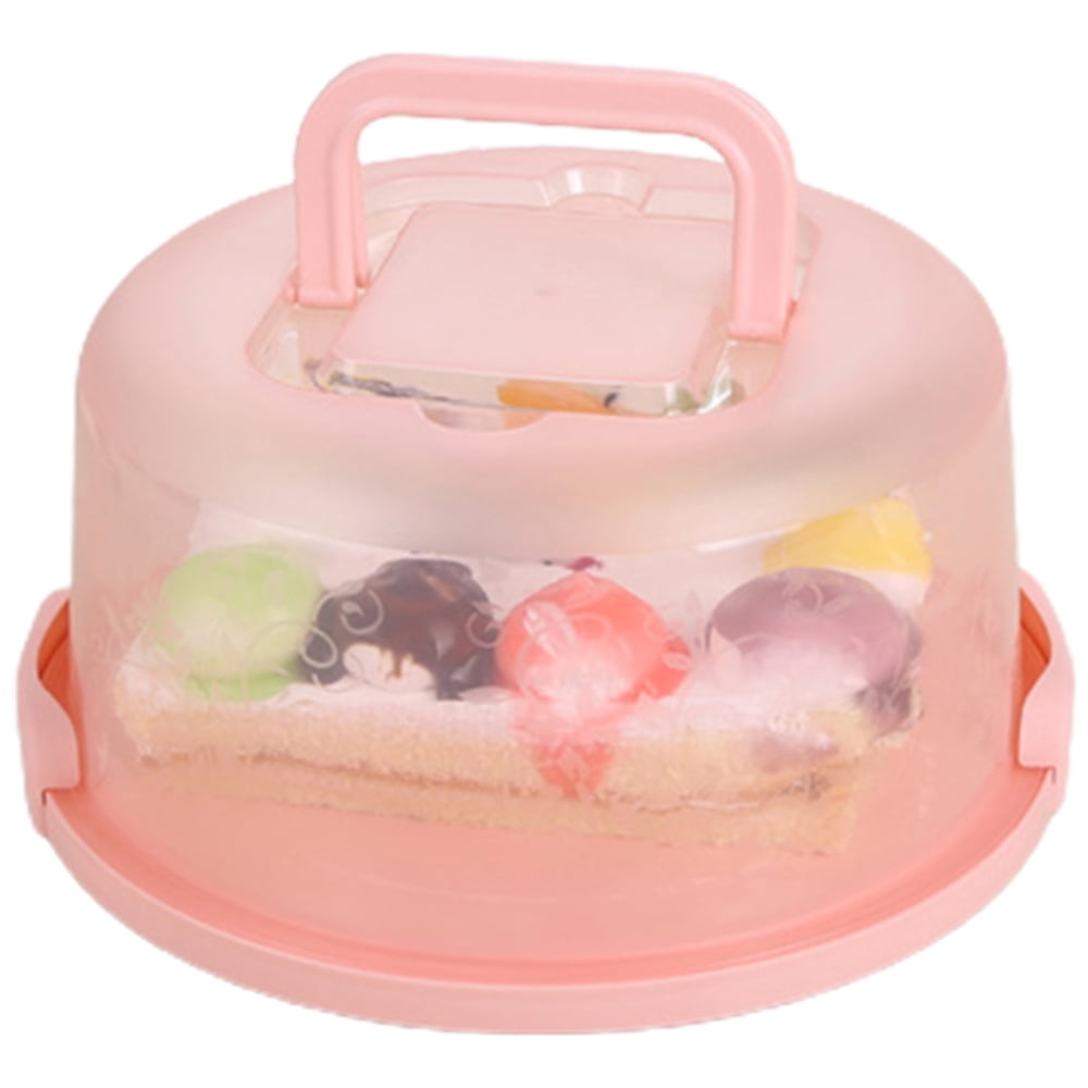 Portable Round Cake Case Clear Baking Storage Carrier Container ...