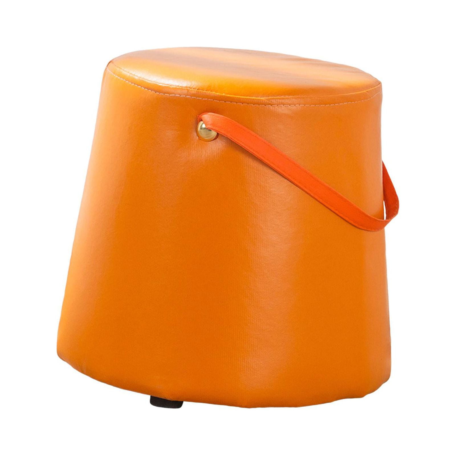 Portable Round Ottoman Footstool Pouf Solid Wood Frame with Handle 10 ...