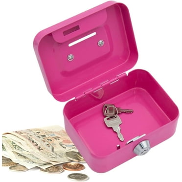 "Geohiaul Pink Cash Box with Money Tray, Key Lock, and Security - 11.80 ...