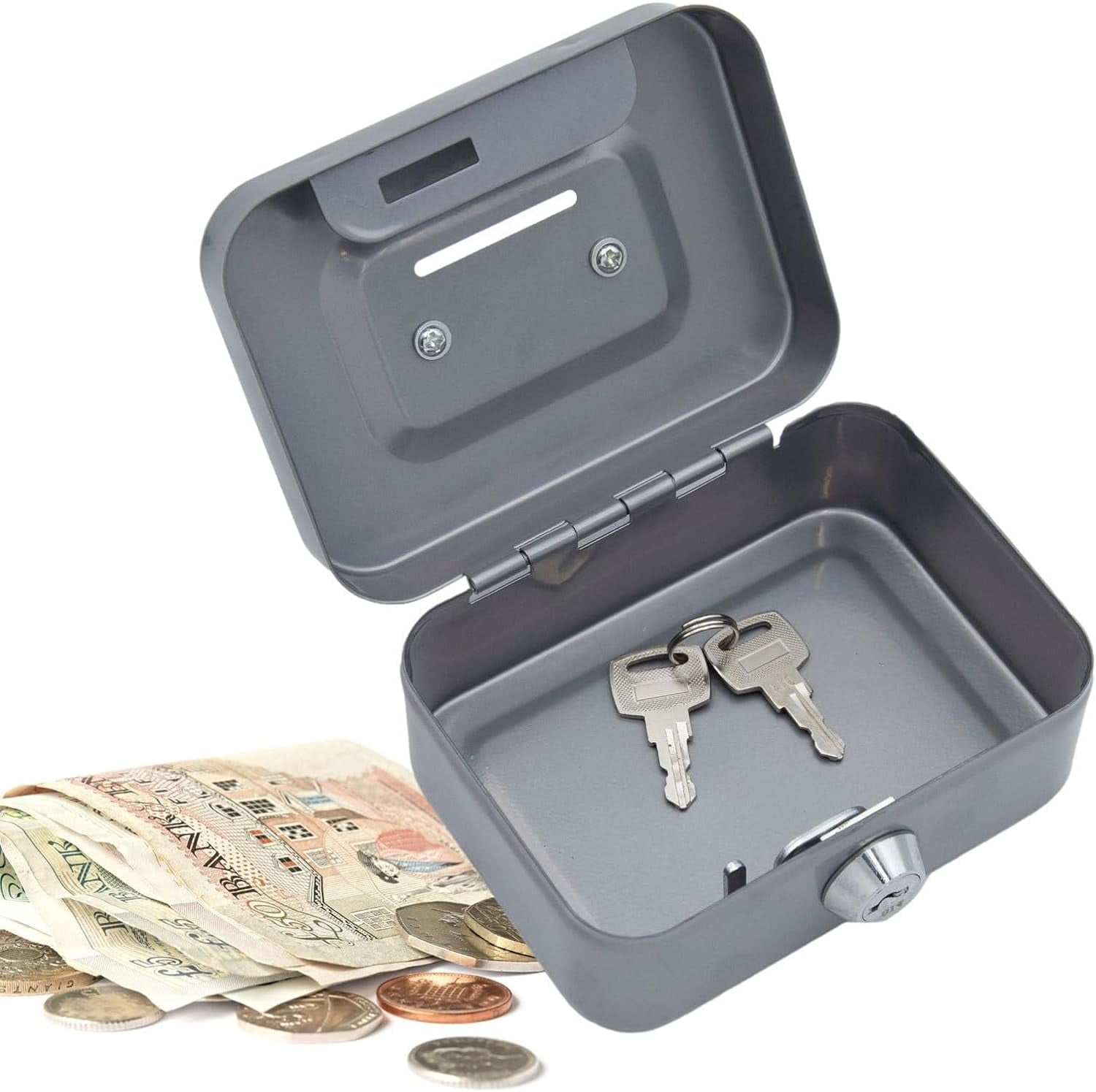 Puwuzcl Portable Safe Metal Money Boxes for Cash, Small Saving Money ...