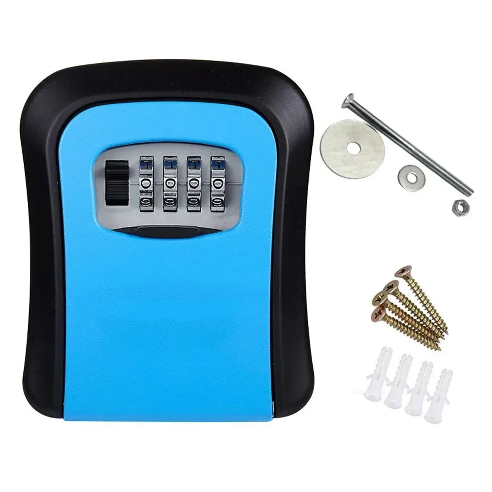 Portable Security Chest, Wall Mount Key Lock Box 4 Digit Password Code ...