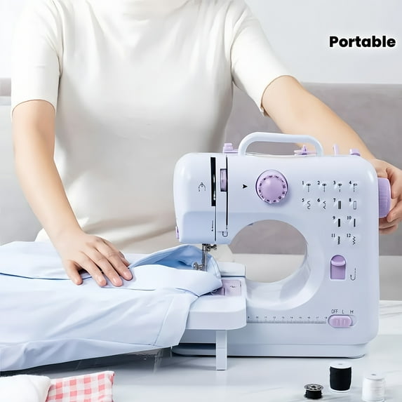 Portable Sewing Machine, 12 Built-In Needles with Overlock for Home ...