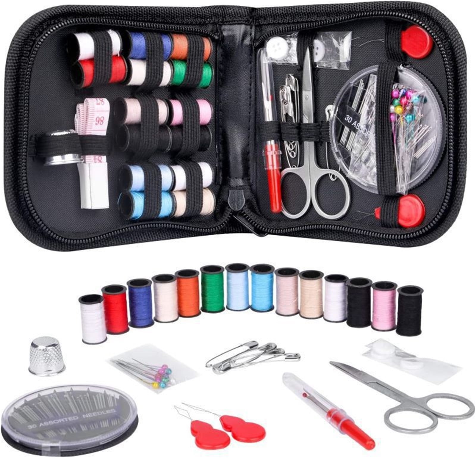 Portable Sewing Kit for Adults: Needle, Thread, Scissors and Thimble in ...