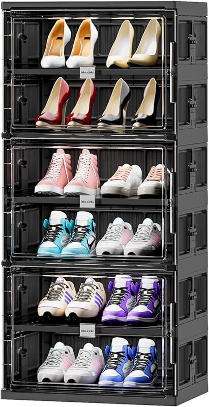 Portable Shoe Organizer Storage Boxes with Magnetic Door, Folding X-Large Shoe Rack Free ...