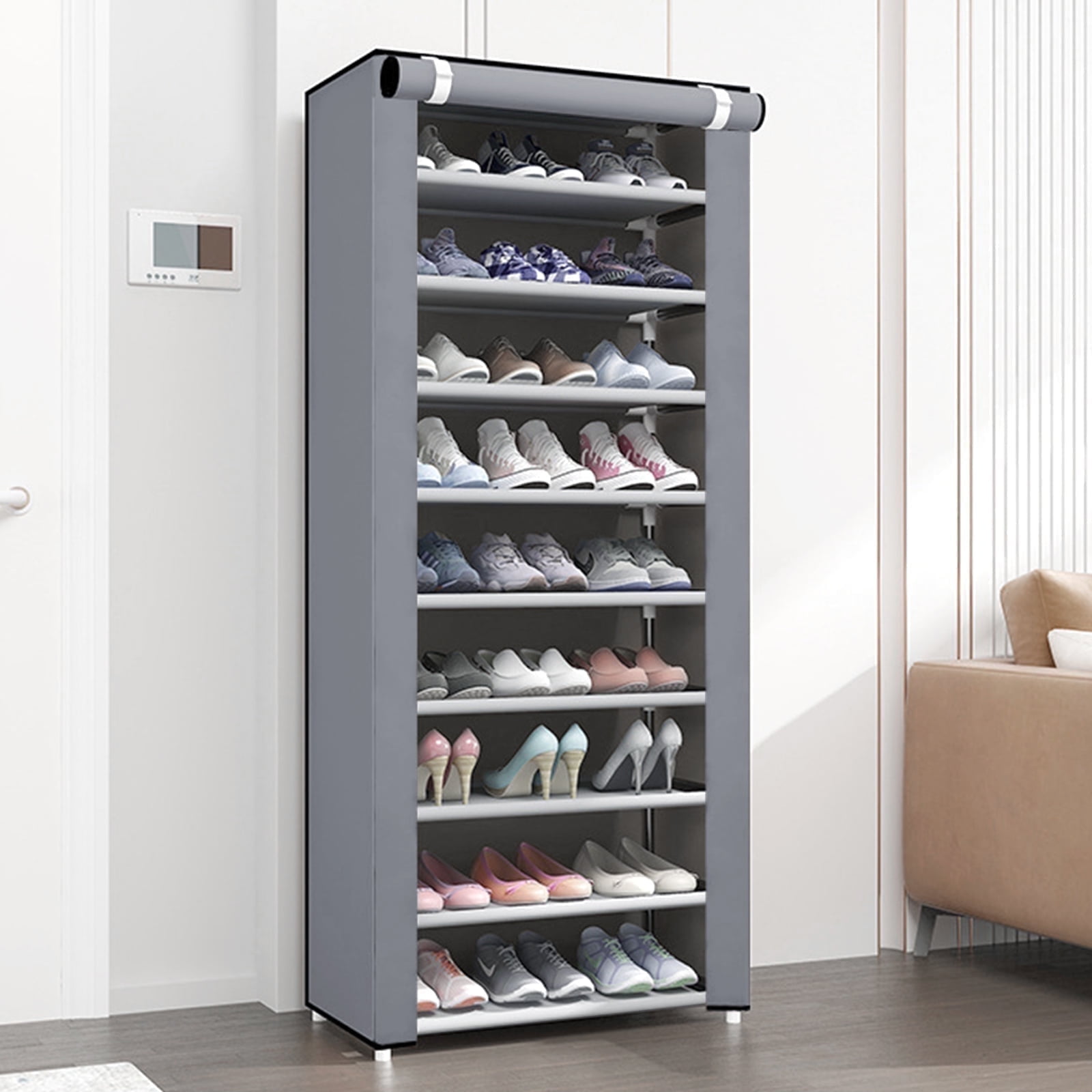 CATGOOD Tall Shoe Rack Shelf 10-Tier, Silver Gray Storage Organizer ...