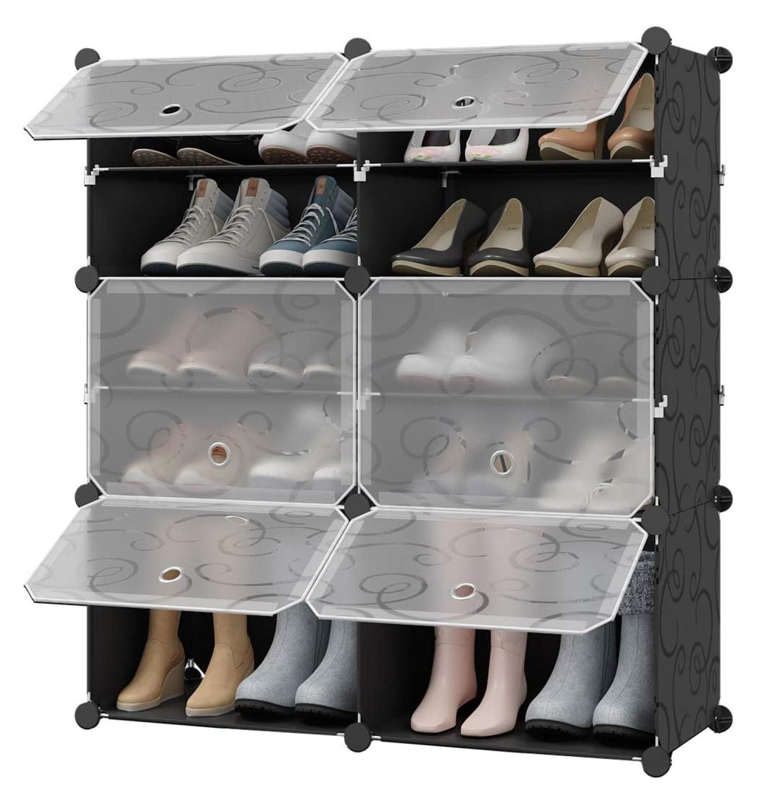 Portable Shoe Rack Organizer 12 Grids Tower Shelf Storage Cabinet Stand ...