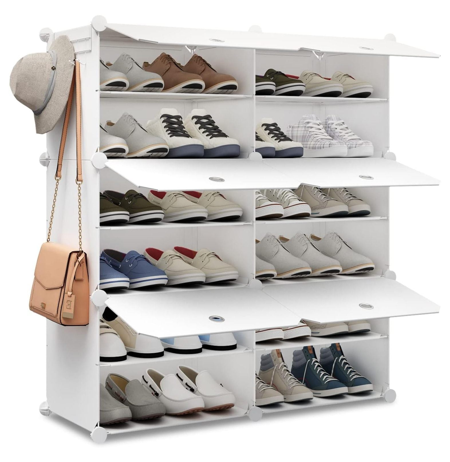 Portable Shoe Rack Organizer 24 Pairs Tower Shelf Storage Cabinet Stand ...