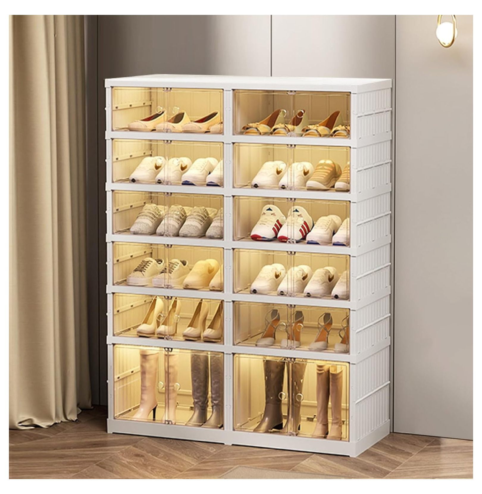 Portable Shoe Rack Organizer 6 Tier 24 Pairs Foldable Shoe Box with ...