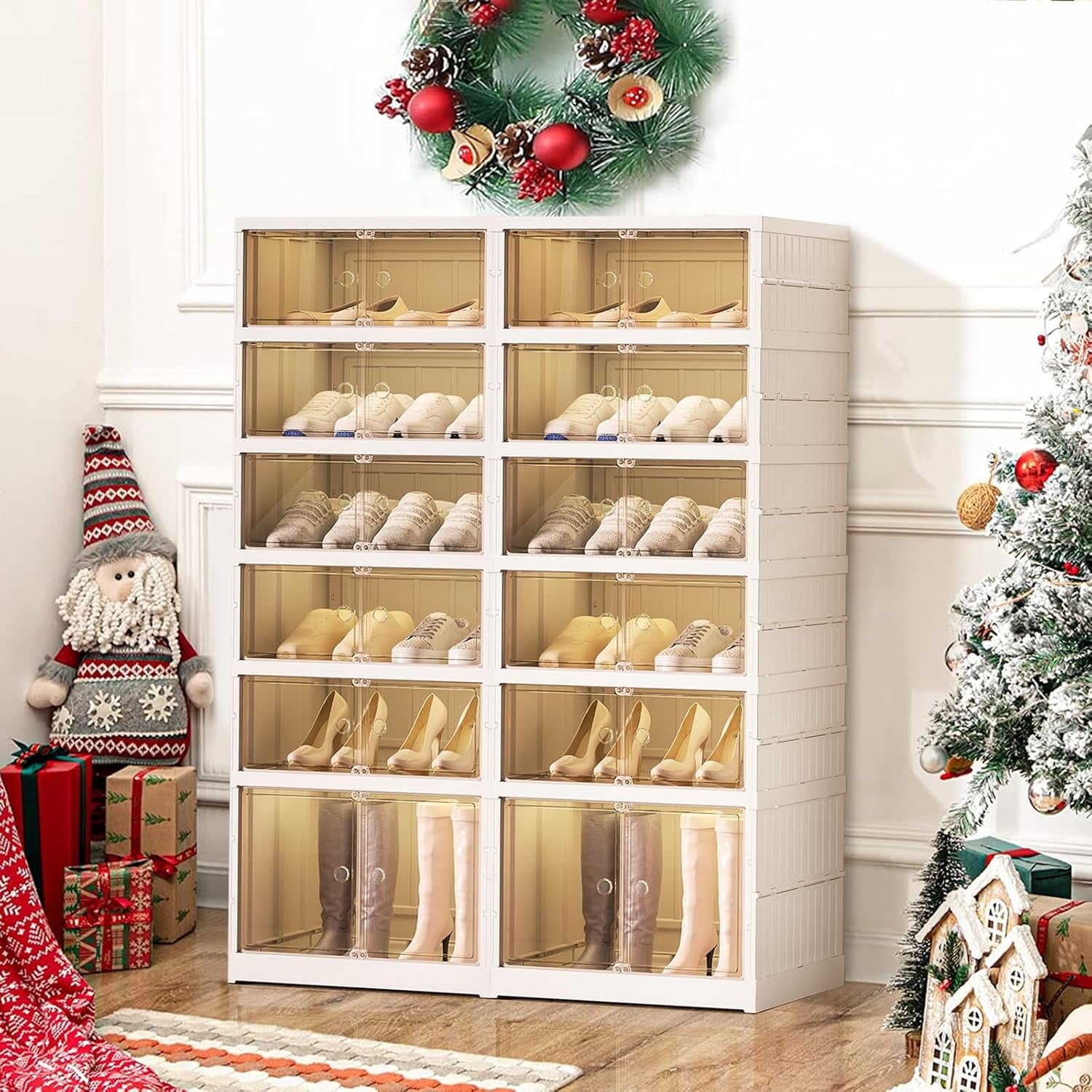 Portable Shoe Rack Organizer 6 Tier 24 Pairs Foldable Shoe Box with ...