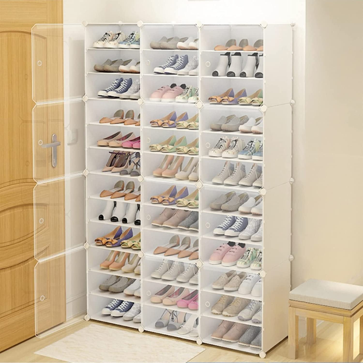 Portable Shoe Rack Organizer,72 Pair Transparent Plastic Shoe Racks ...