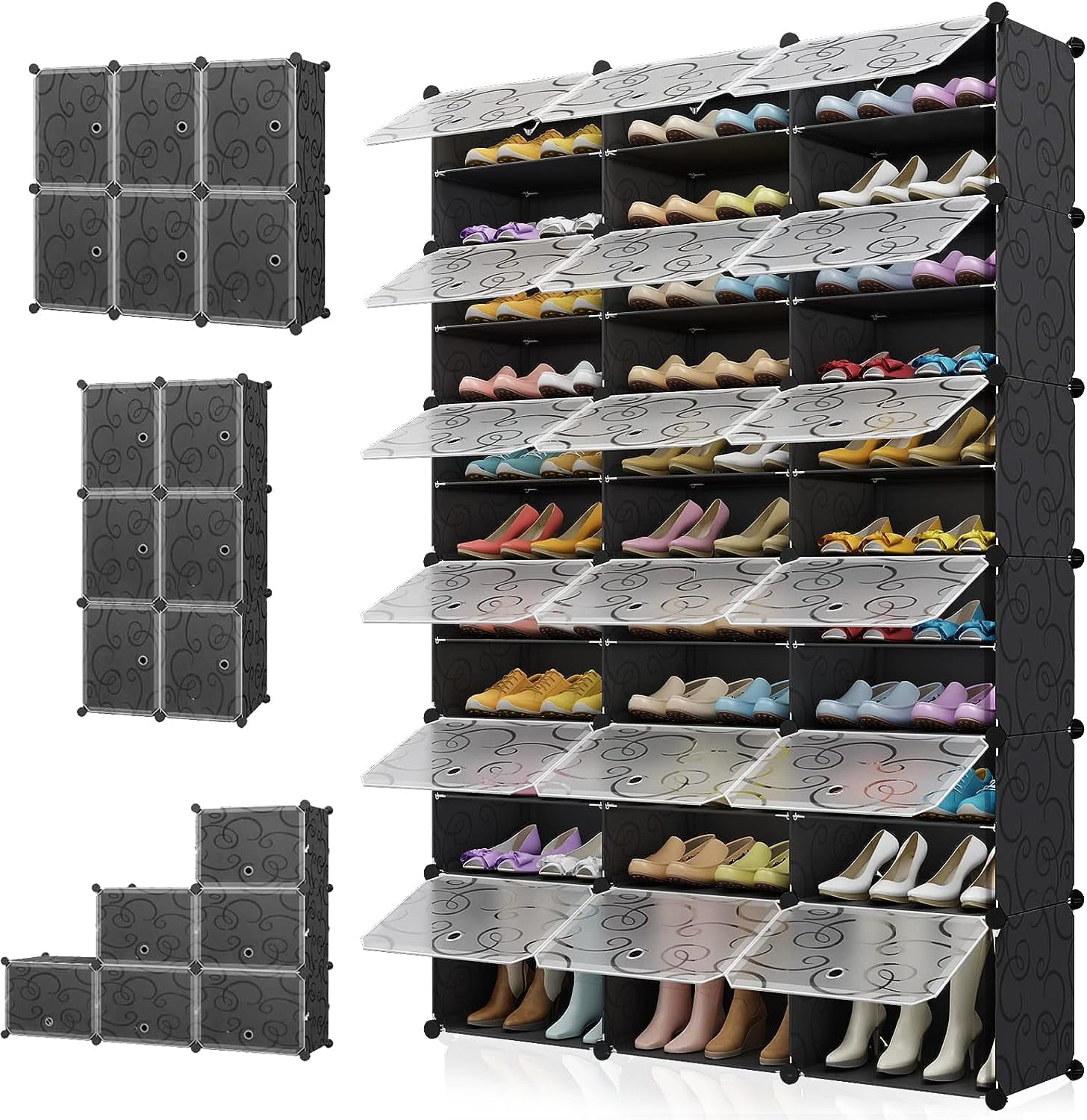 Portable Shoe Rack Organizer, 72 Pairs Covered Shoe Rack Shoe Organizer ...