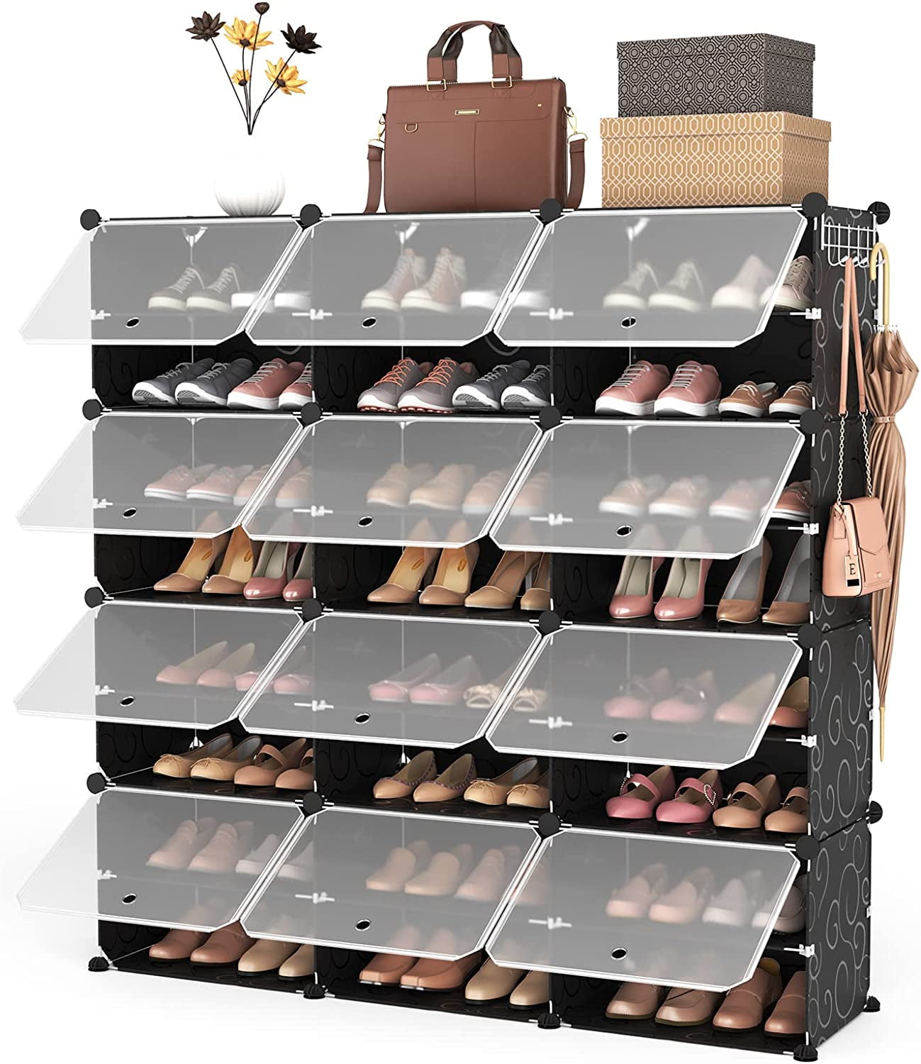 Portable Shoe Rack Organizer 8-Tier Shoe Cabinet 48-Pair Shoe Organizer ...